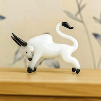 Handcrafted Murano Glass Bull Statue: Black & White Italian Sculpture ...