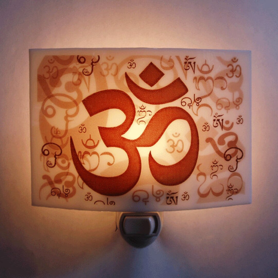 OM Night Light: Sanskrit Symbol Art Glass Lamp - Etsy