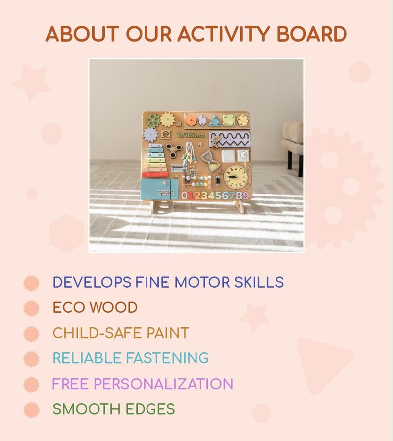 Interactive Baby Busy Board | Montessori Learning Toy for Toddlers - Etsy