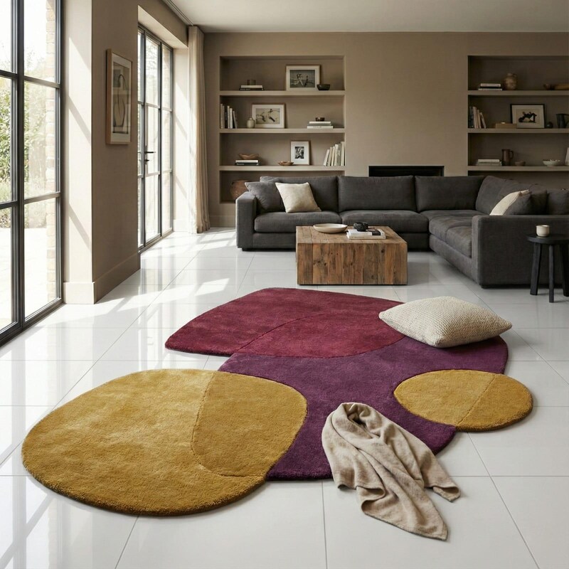 Plum and Yellow Rug - Etsy UK