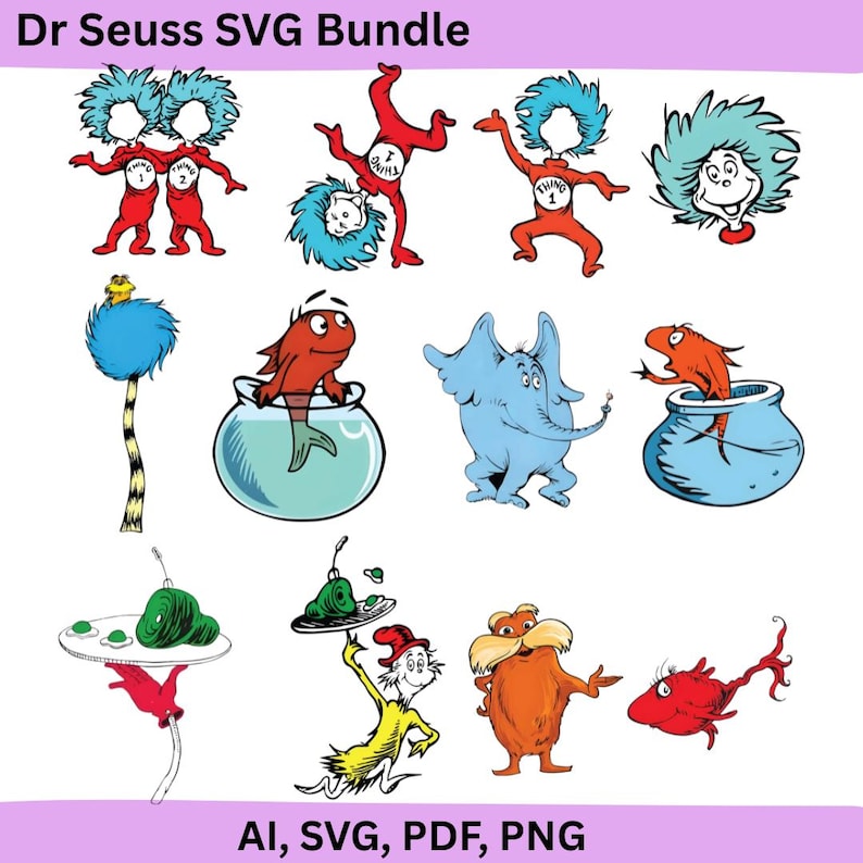 Dr Seuss SVG Clipart Bundle | Cricut, Silhouette (digital Download) - Etsy