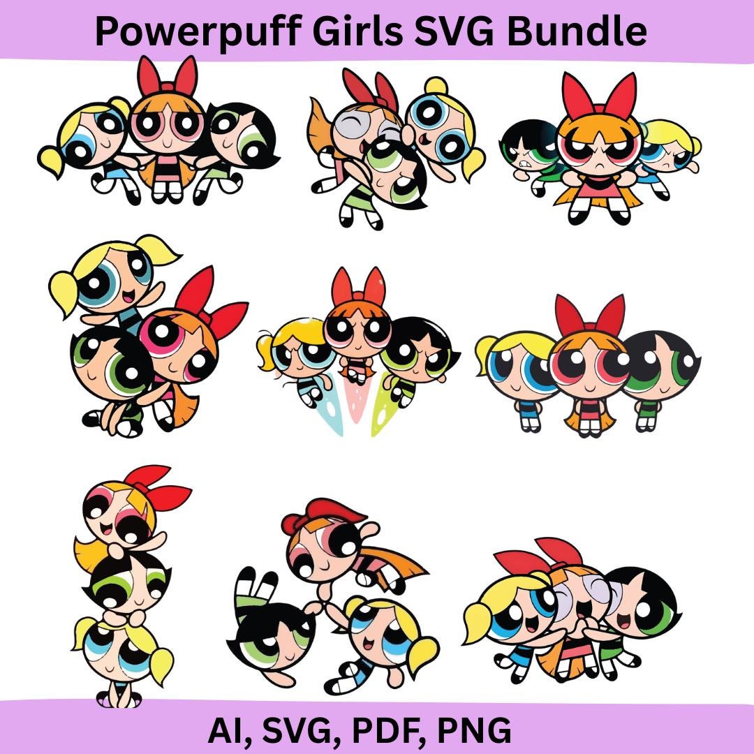 Powerpuff Girls SVG Clipart Set: Cartoon Trio (digital Download) - Etsy