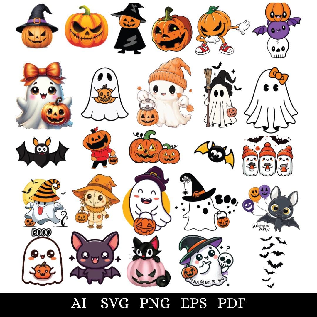 Halloween SVG Bundle | Cut Files | Ghost | Pumpkin |witch| Clipart ...