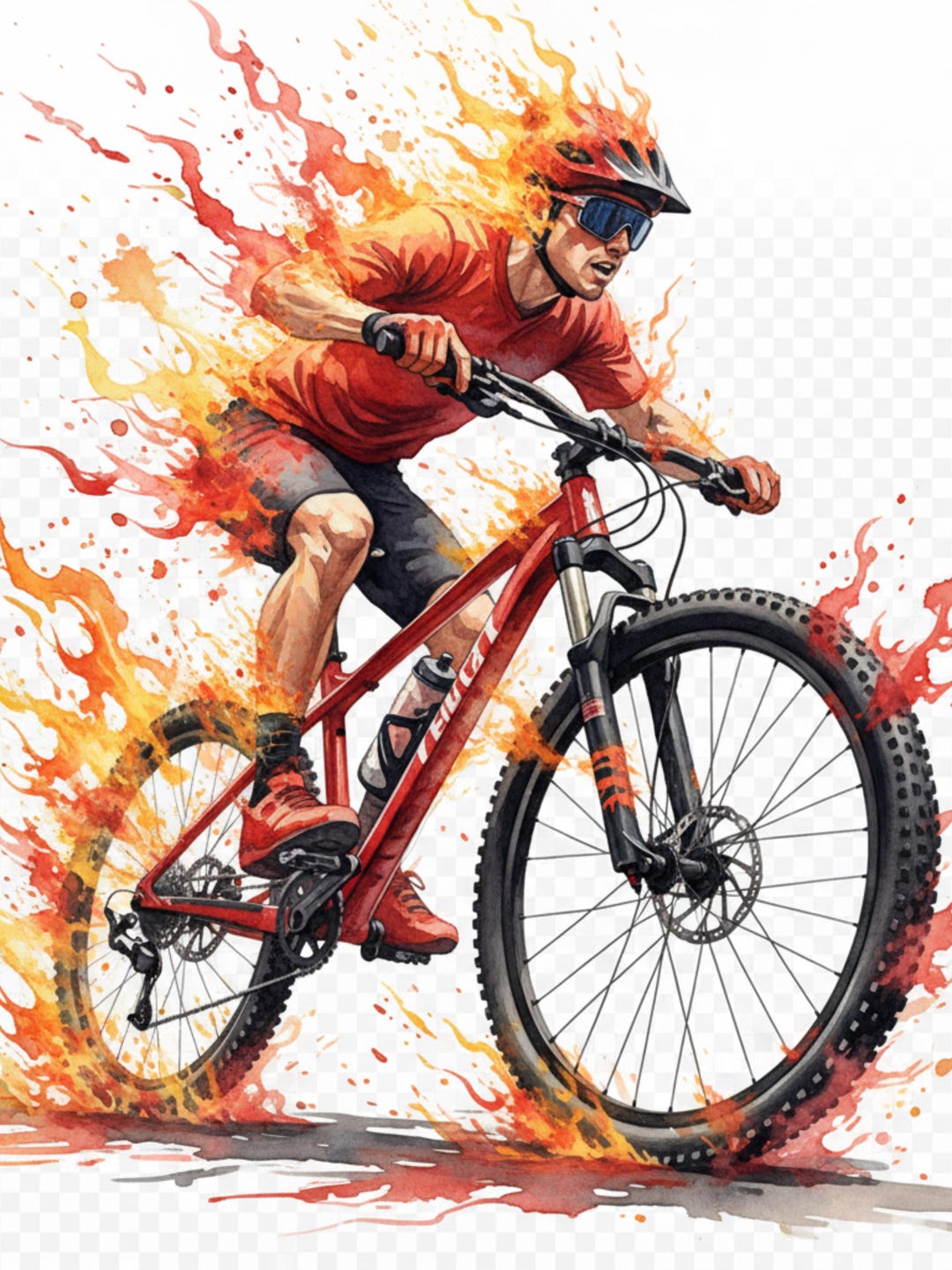 Ultra High Contrast Exploding Watercolor Bicycle Print | Dramatic ...