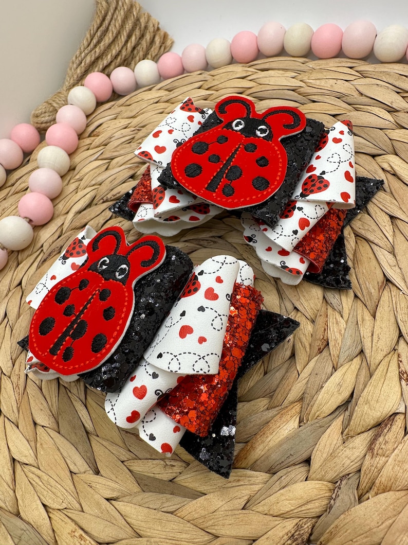 Ladybug Hair Bows: Faux Leather & Felt Spring Bug Clips (set of 2) - Etsy