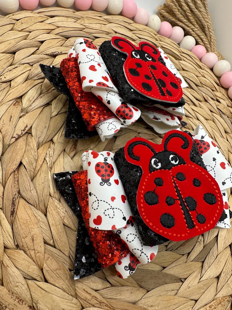 Ladybug Hair Bows: Faux Leather & Felt Spring Bug Clips (set of 2) - Etsy