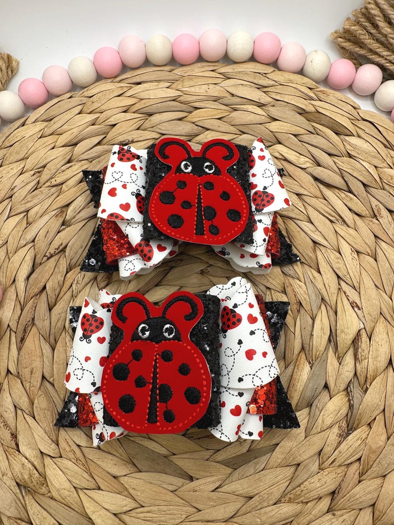 Ladybug Hair Bows: Faux Leather & Felt Spring Bug Clips (set of 2) - Etsy