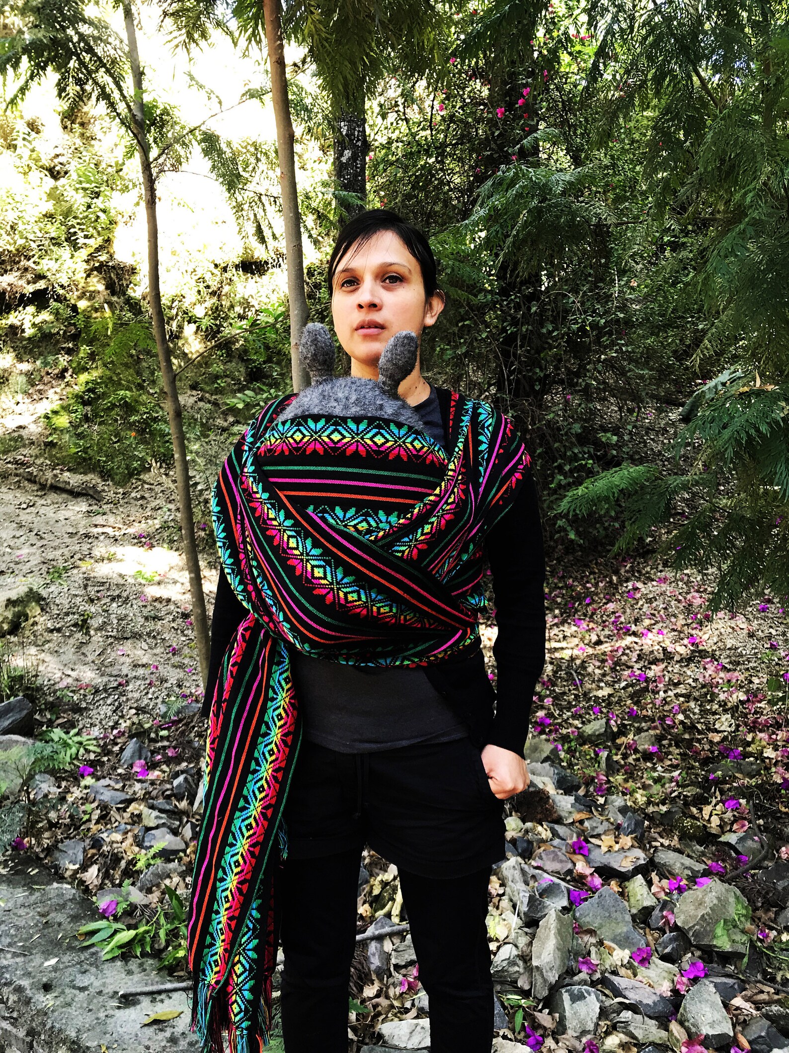 Mexican Xitlali Black With Star Flowers Wrap Baby Carrier | Etsy