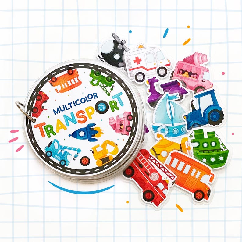 Color Sorting Busy Book, Transport Printable Worksheets, Color Matching ...