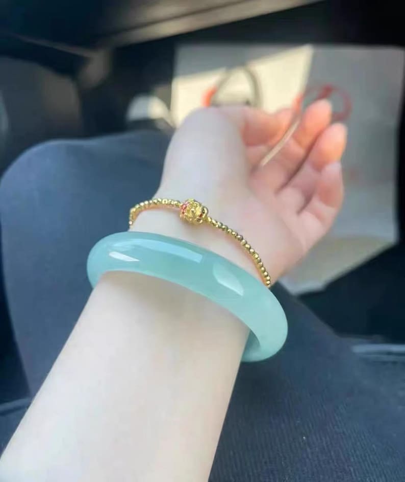 Natural Healing Crystal Gemstone, Light Blue Jadeite Bangles, Elegant ...