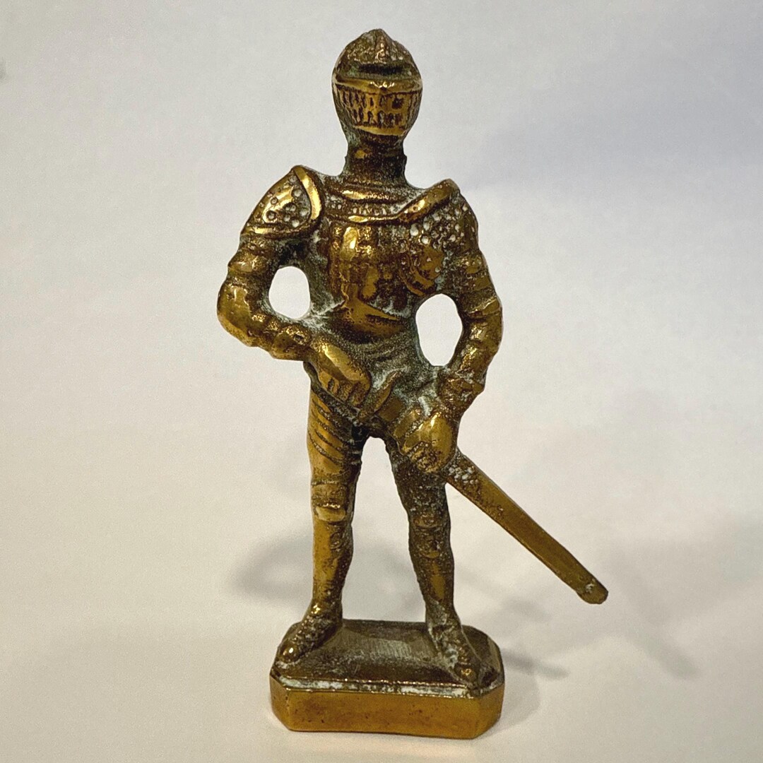 Vintage Solid Brass Knight Figurine | Medieval Armor Statue, Gothic ...