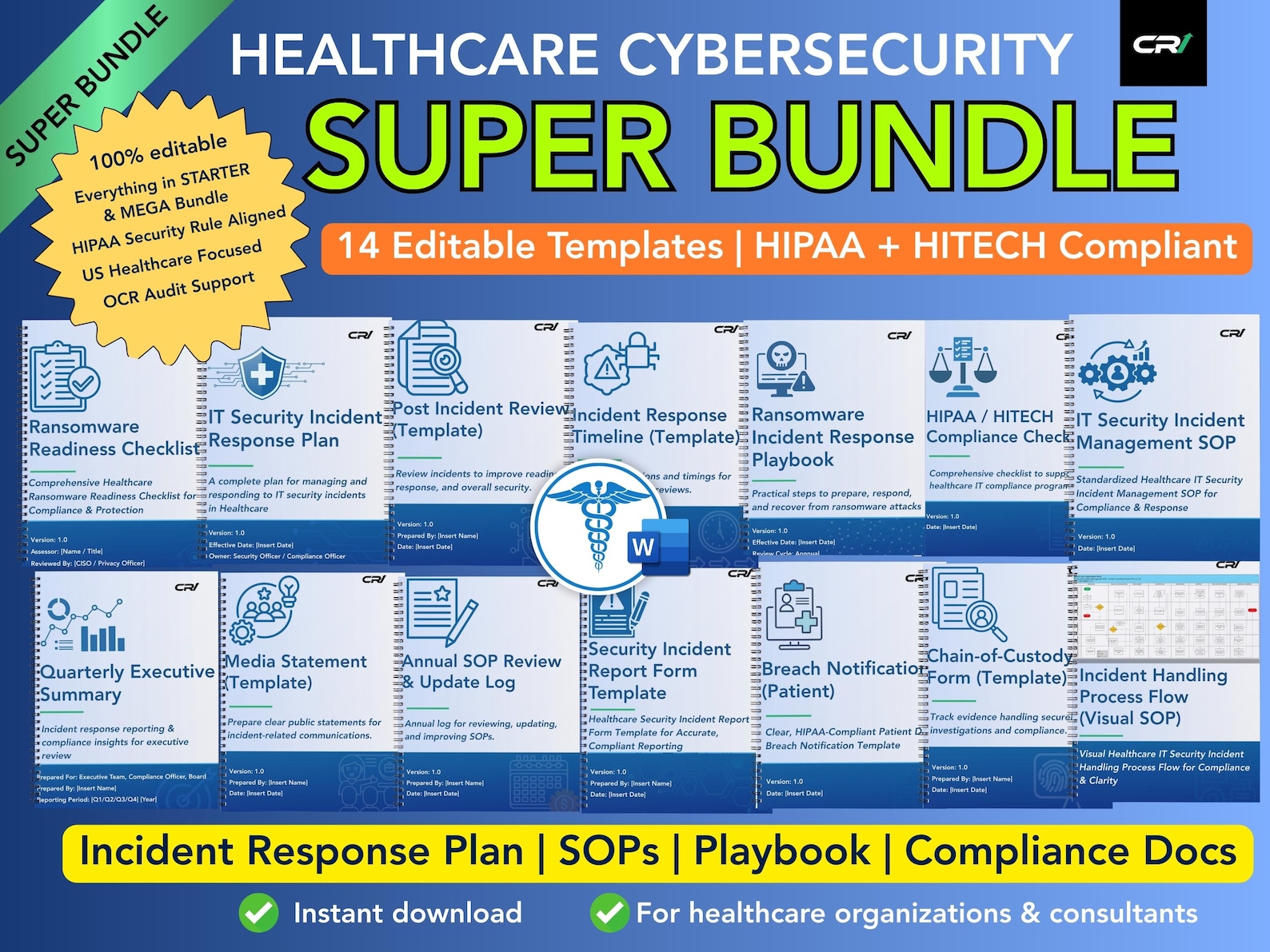 Healthcare Cybersecurity Super Bundle | HIPAA HITECH Templates ...
