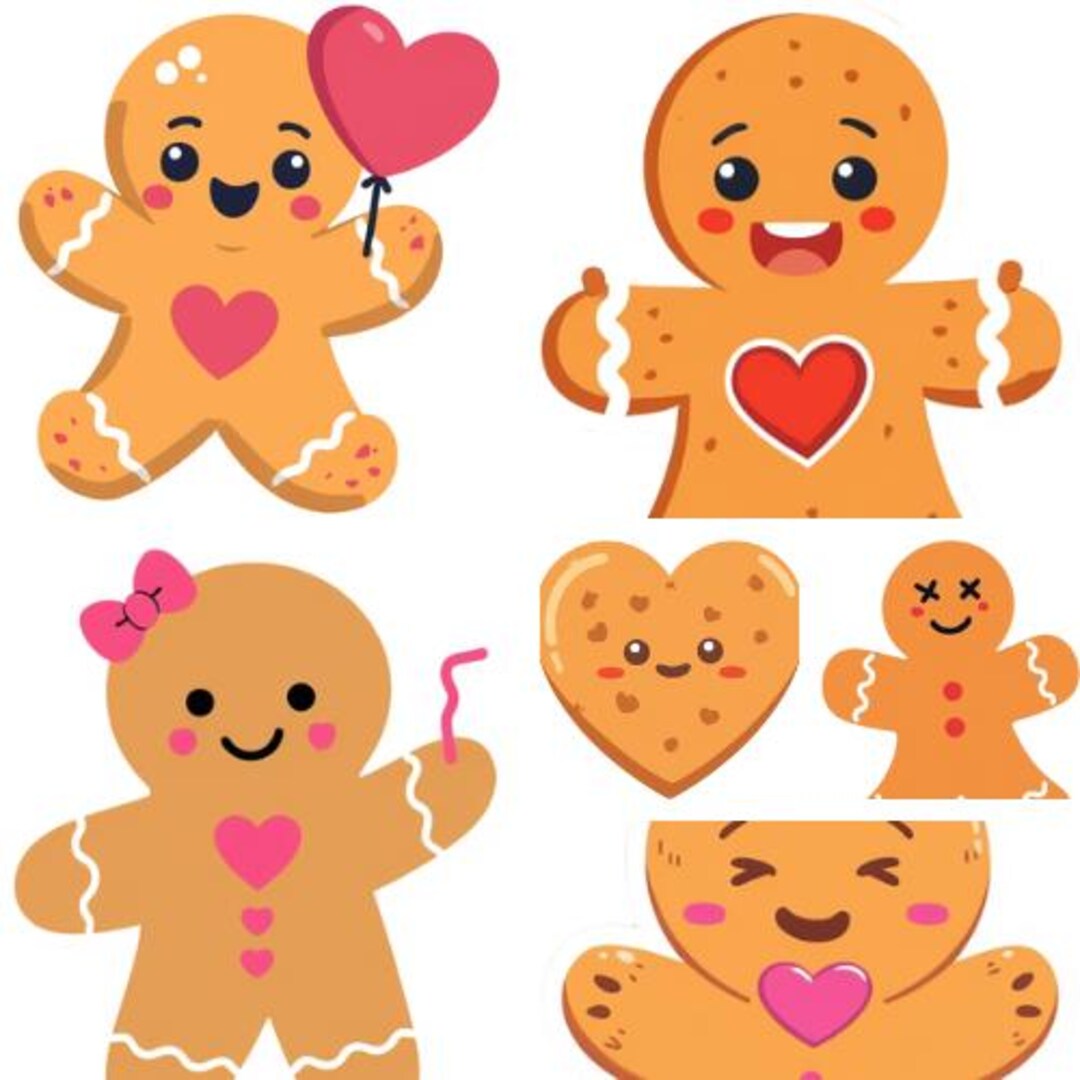 Gingerbread Man Clipart PNG – Cute Smiling Christmas Cookie – Digital ...