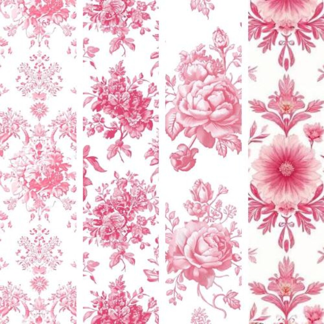 Pink Toile De Jouy Seamless Pattern | Pink Floral Chinoiserie | French ...
