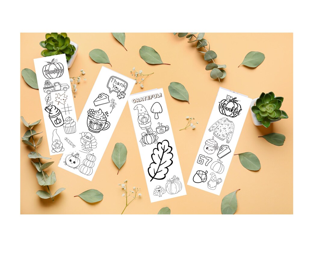 Thanksgiving Coloring Bookmarks: Fall Activity for Kids (PDF) - Etsy Canada