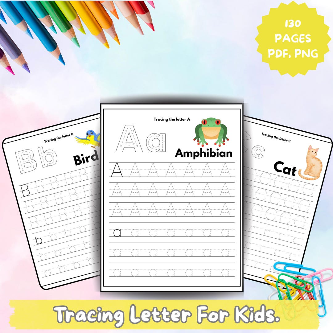 Alphabet Tracing Worksheets Kindergarten Pre-k Preschool ABC Tracing ...