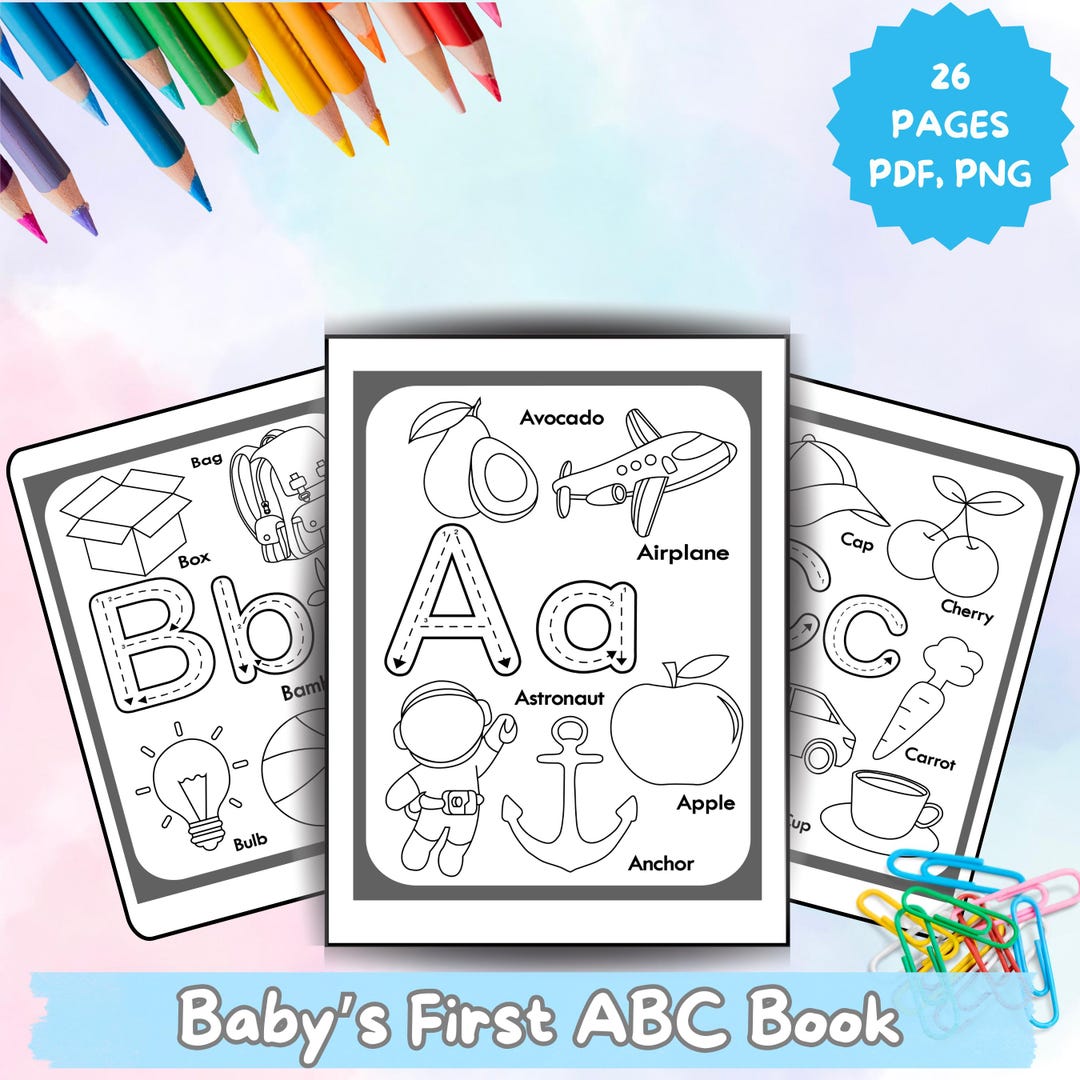 Alphabet Coloring Book: 26 Printable ABC Activity Pages (PDF & PNG ...