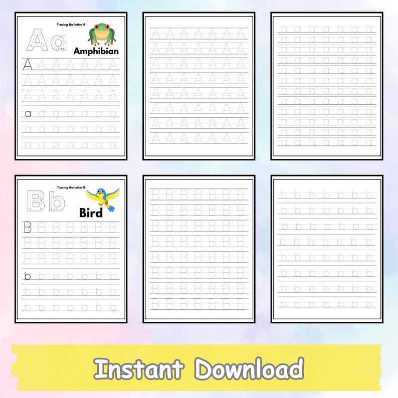 Alphabet Tracing Worksheets Kindergarten Pre-k Preschool ABC Tracing ...