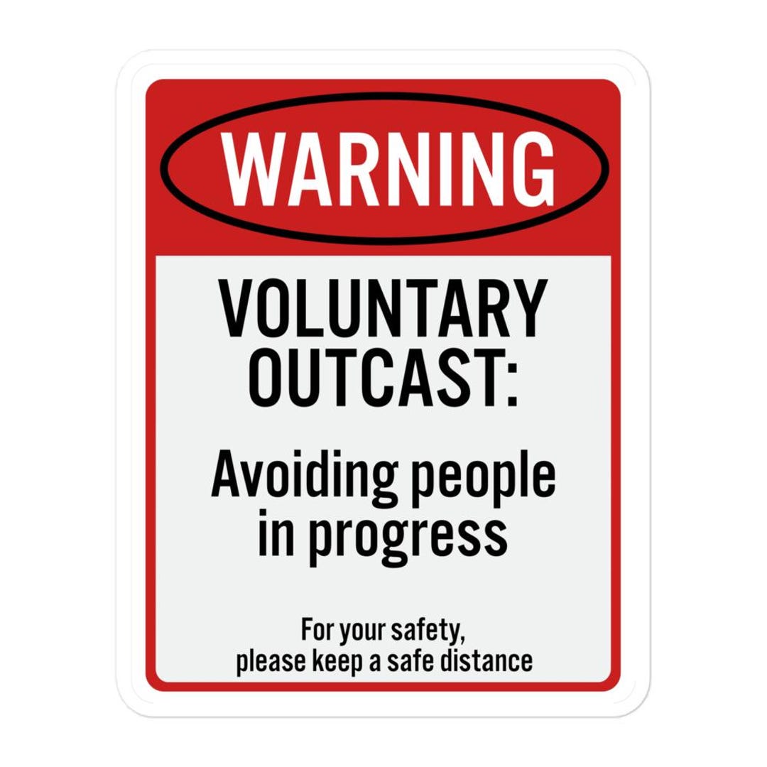 Warning Avoiding People Sticker – Funny Introvert Gift | Red Warning ...