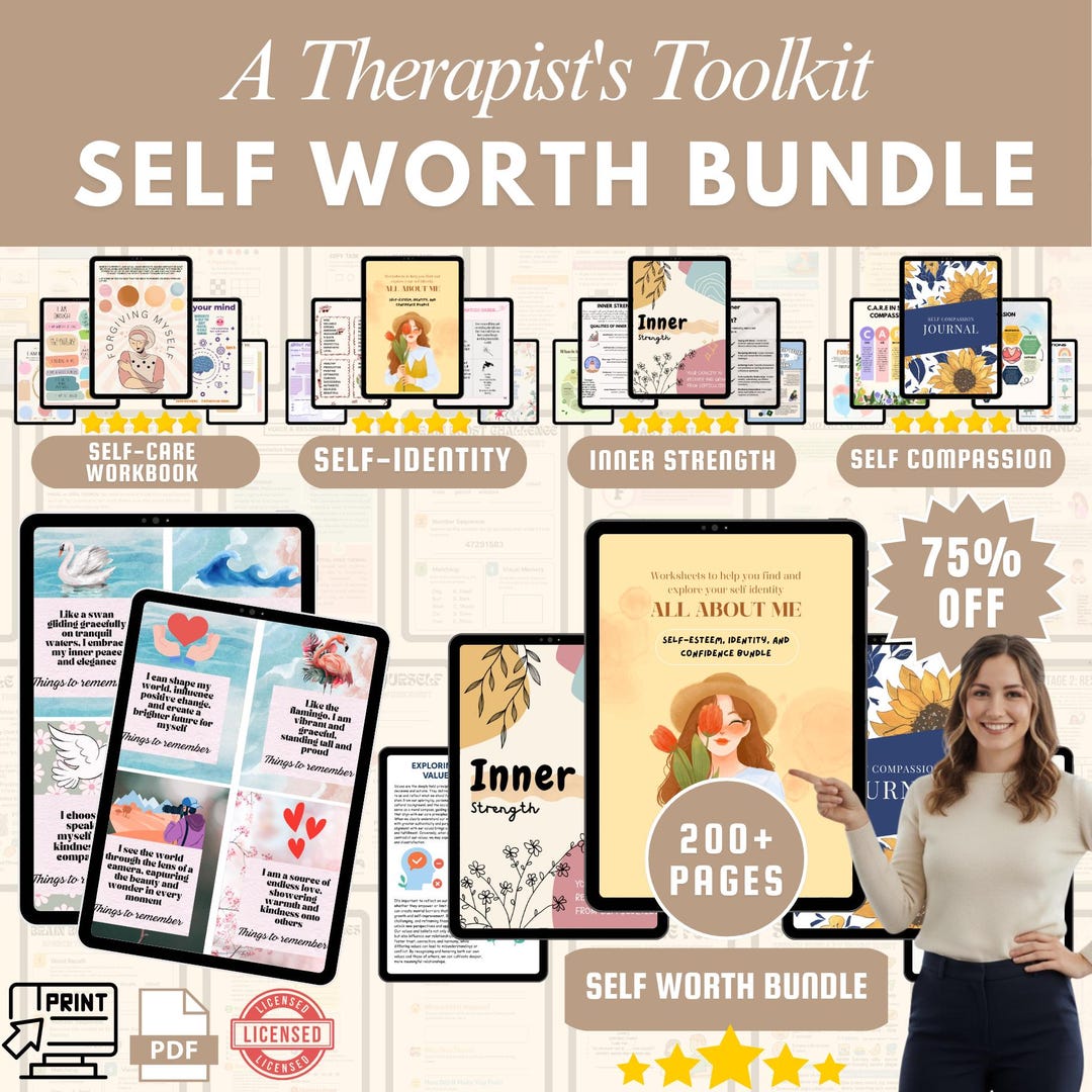 Self Worth Worksheet Bundle, Self Esteem, Confidence, Teen Girls, Inner ...