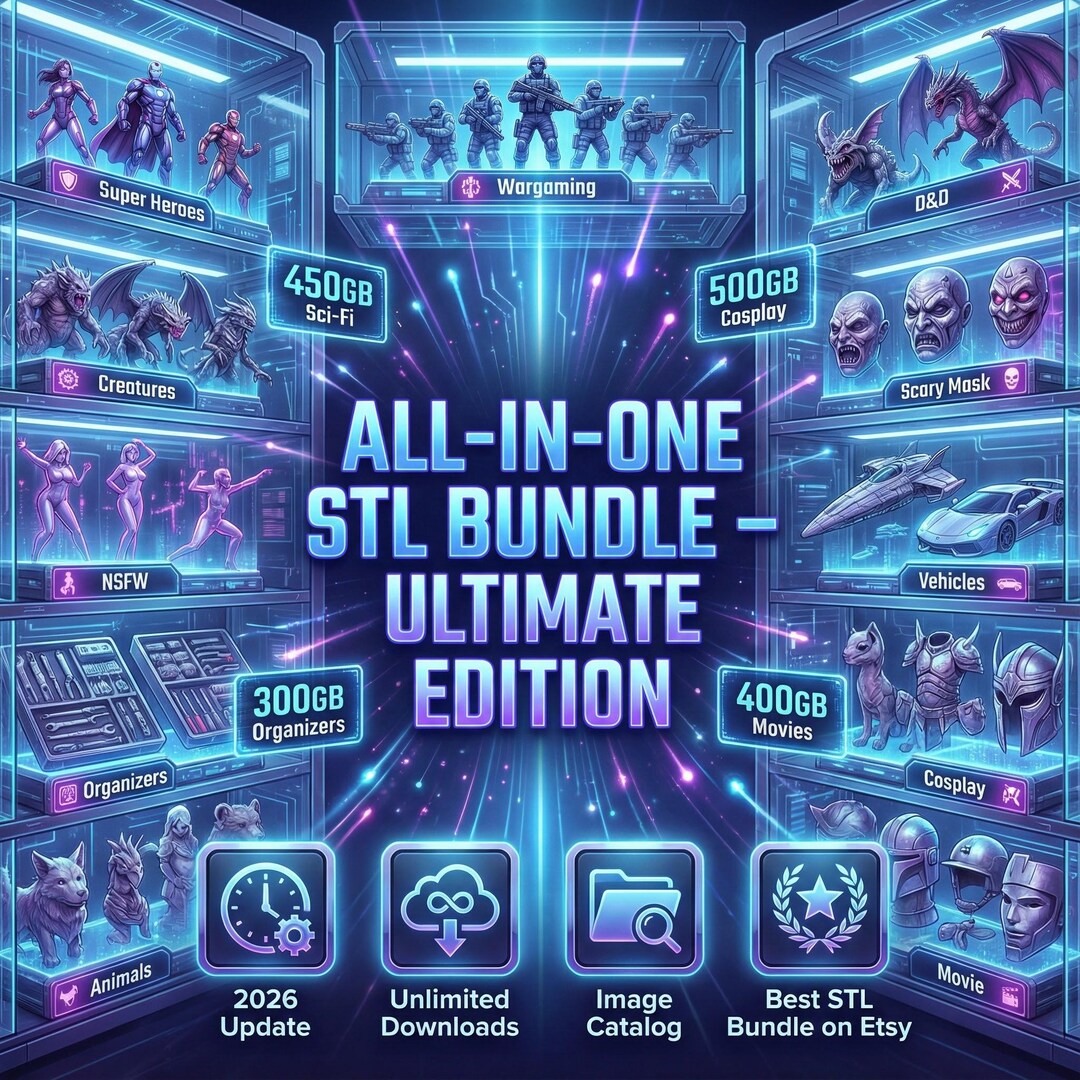 120TB+ STL Mega Bundle Pack, Commercial 3D Print Files, Flexi ...