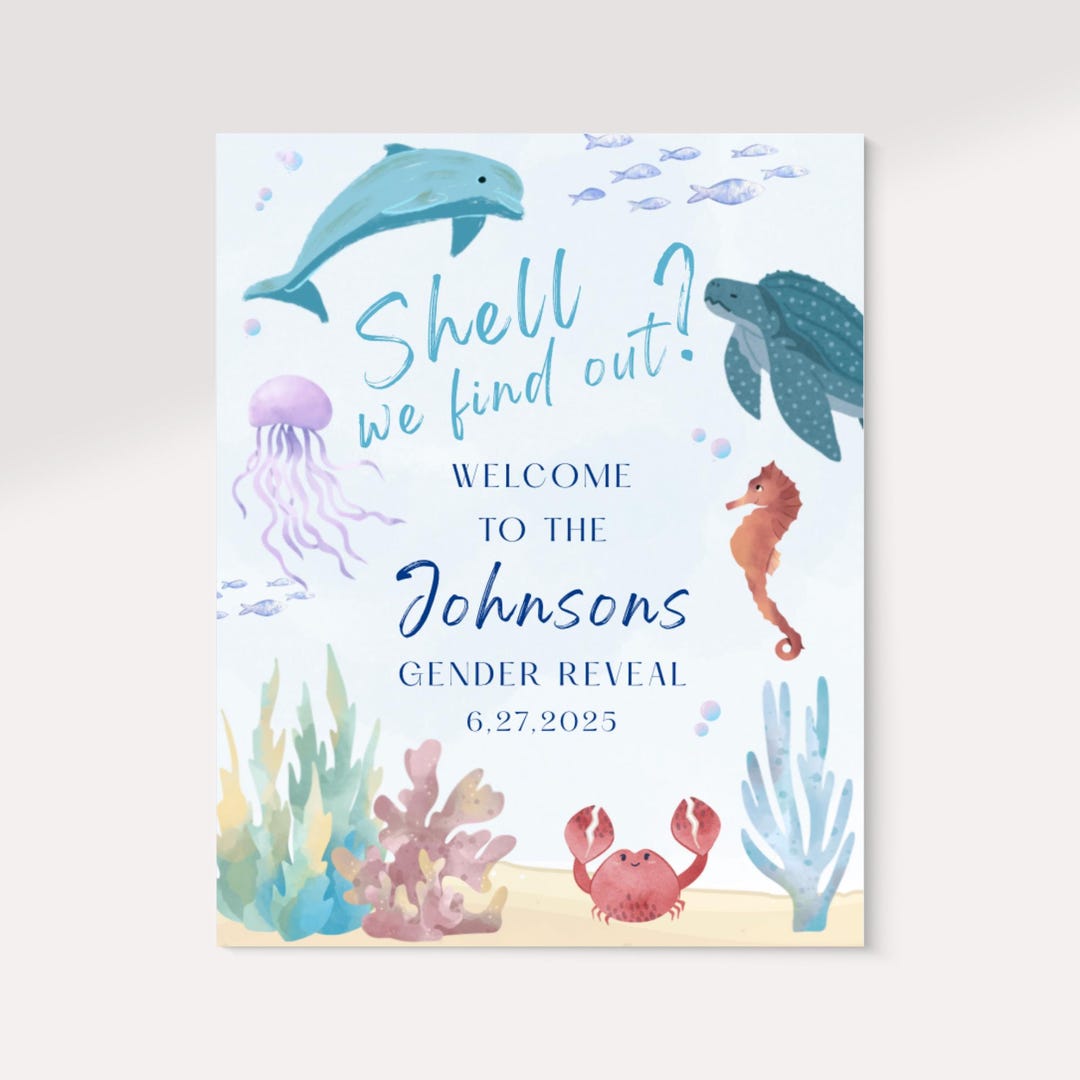 Under the Sea Gender Reveal Welcome Sign | Editable Digital Download - Etsy