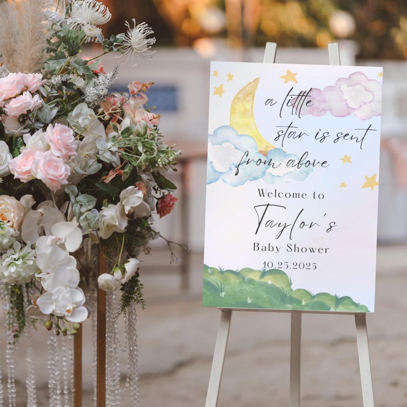 Fairy Tale Baby Shower Welcome Sign | Editable Digital Template | Once ...