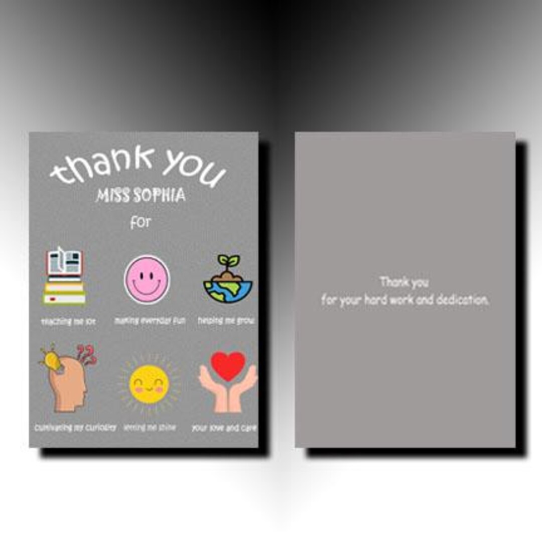 Editable Thank You Card for Teacher | Classroom Appreciation Gift ...