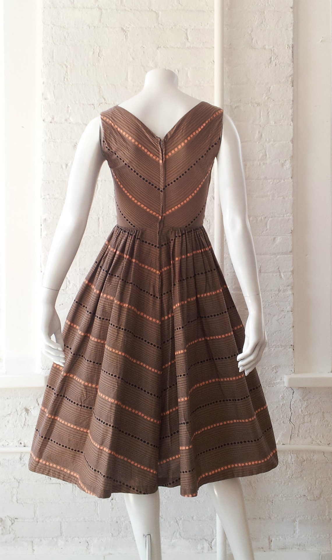 1950s Chevron Dress 1950s Fit and Flare Dress Vintage Cotton - Etsy