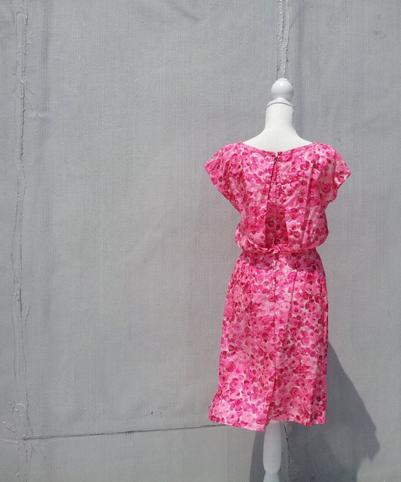 1950s Pink Silk Dress 50s Vintage Leslie Fay Watercol… - Gem