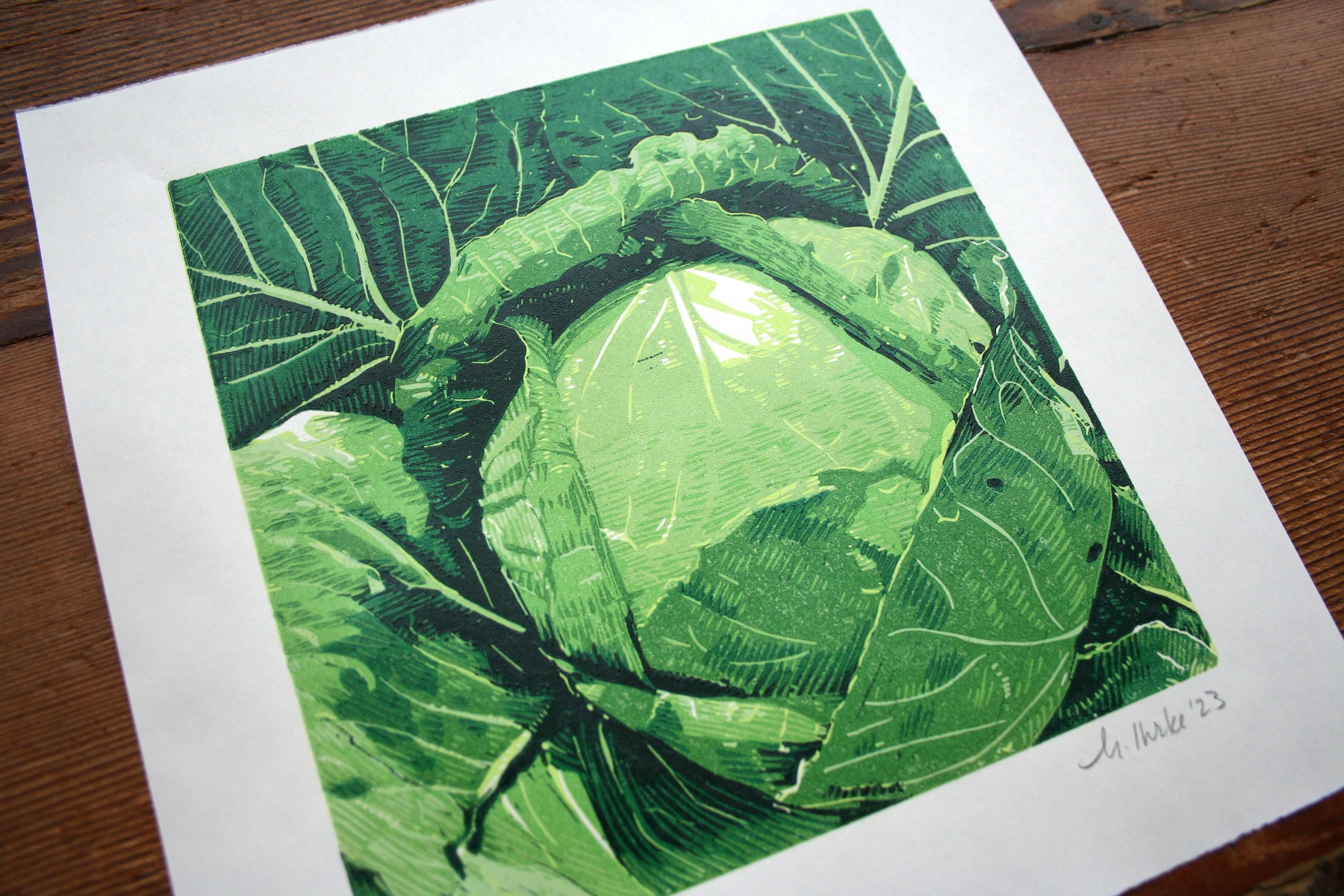 Green Cabbage- Limited Edition, Hand Pulled - Etsy