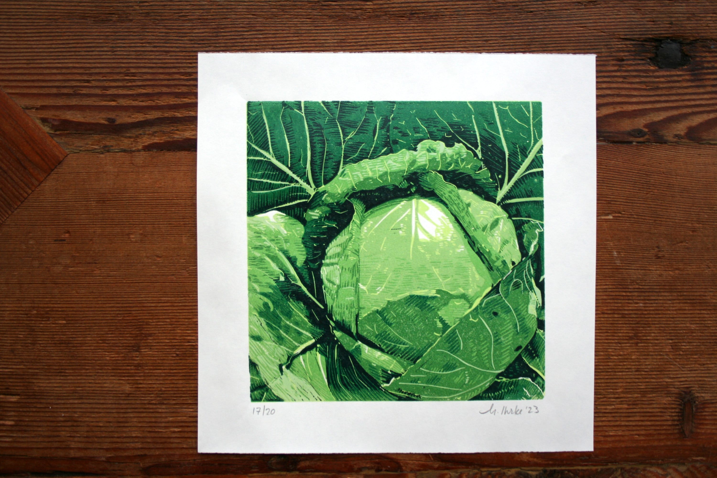 Green Cabbage Limited Edition, Hand Pulled - Etsy