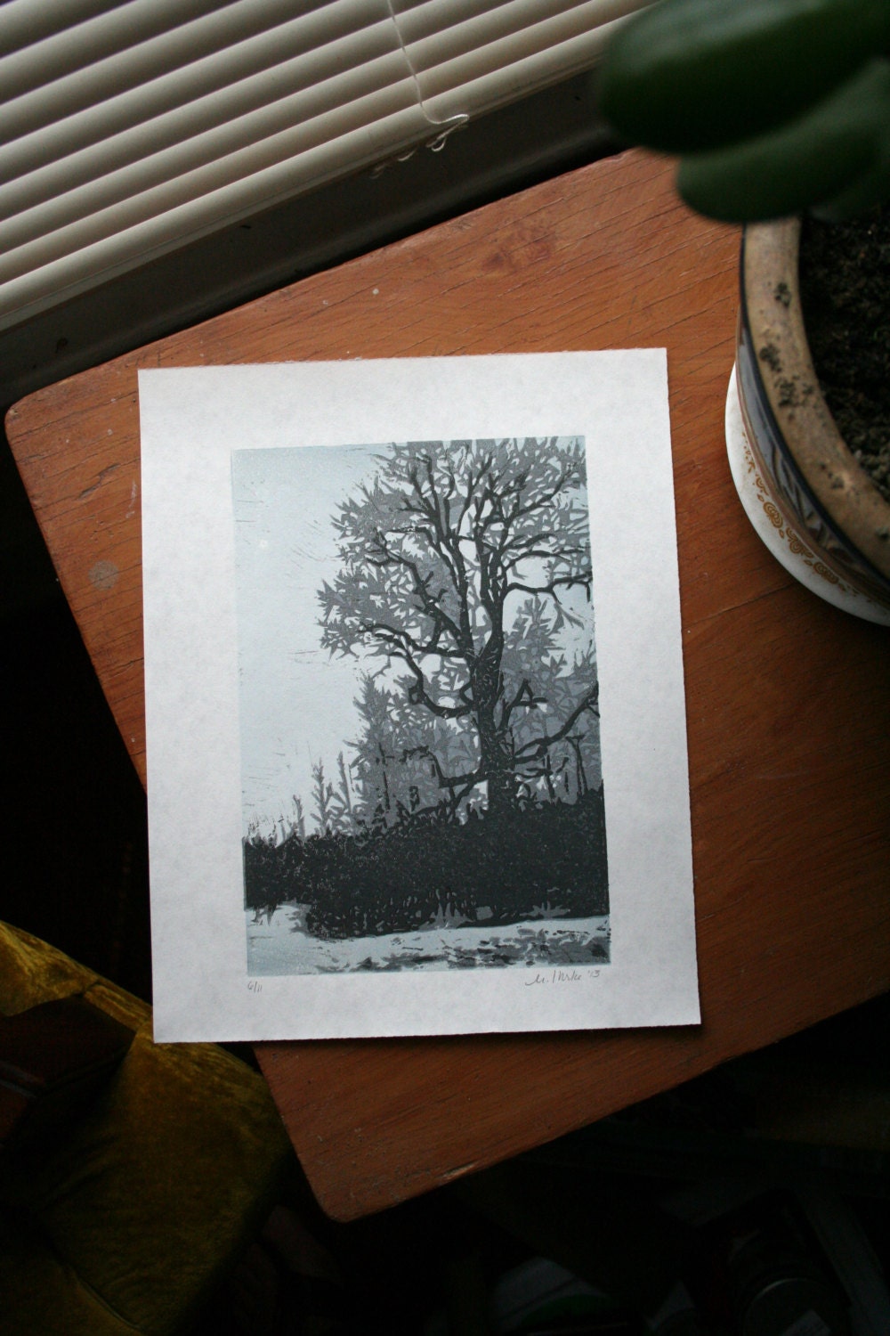 Winter Tree hand Pulled, Limited Edition - Etsy
