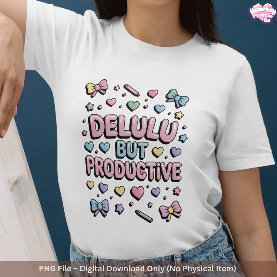 Delulu but Productive PNG: Kawaii Pastel Digital Download - Etsy