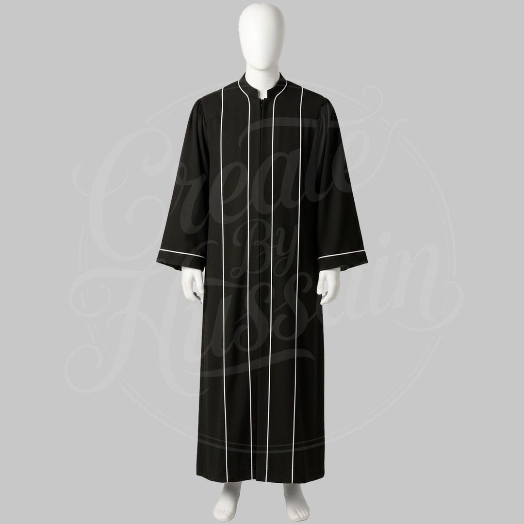 Custom Black Clergy Robe – Pulpit Gown With White Trim - Etsy
