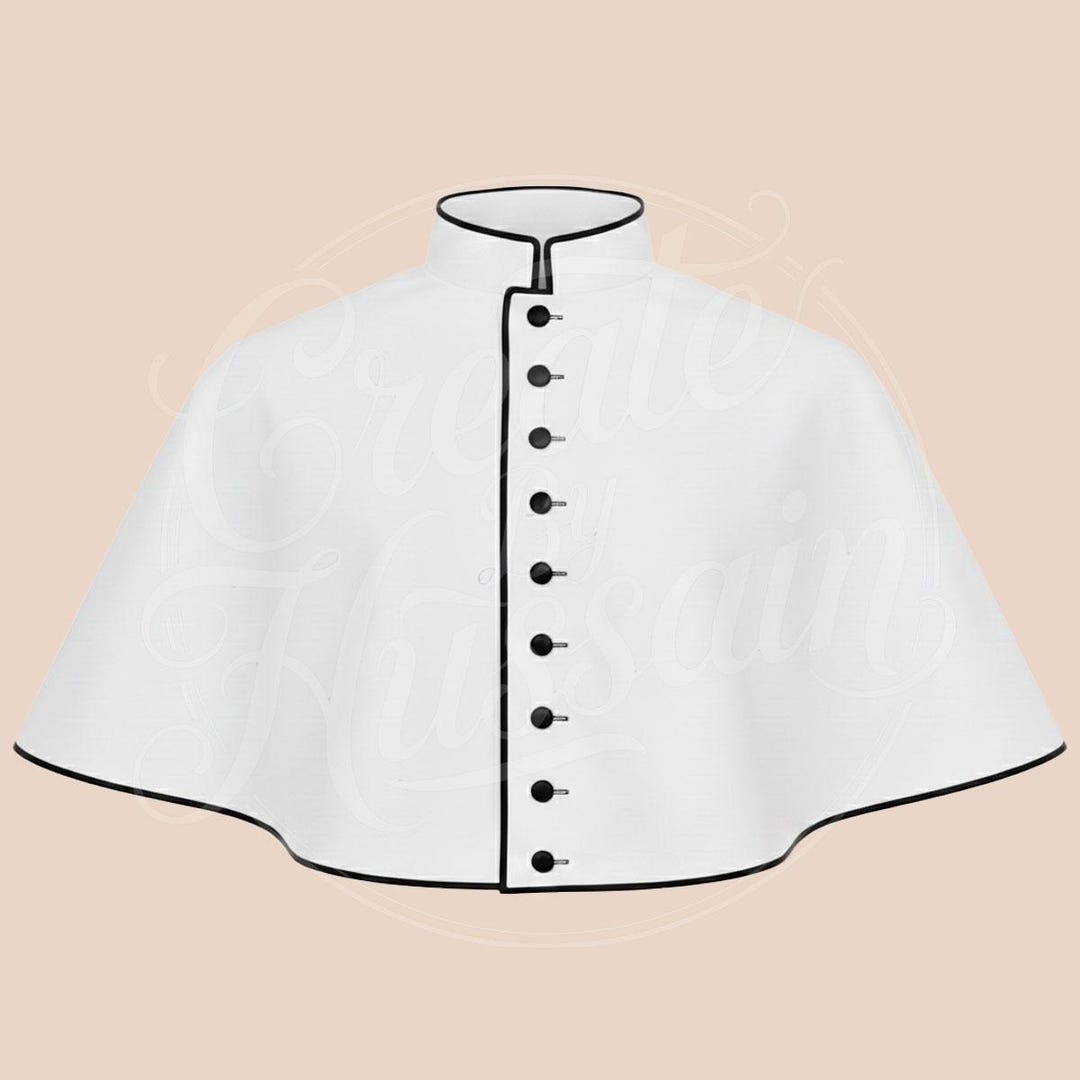 White Roman Mozzetta With Black Trim – Catholic Clergy Shoulder Cape ...