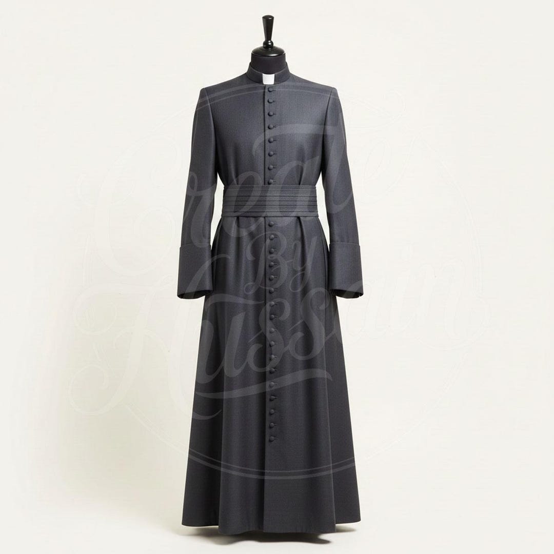 Black Roman Cassock for Priest – Handmade Clergy Soutane Robe Catholic ...