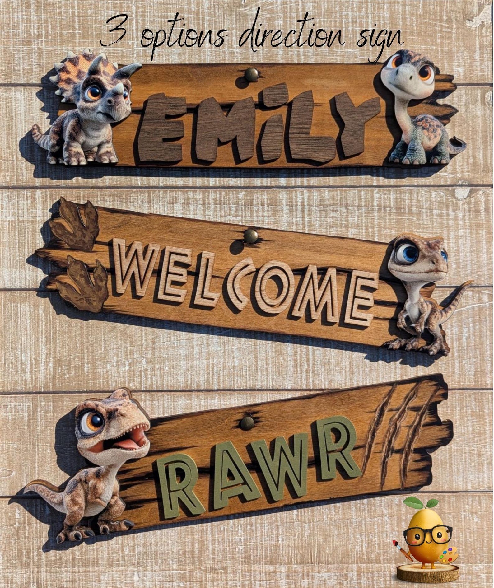 Custom Dinosaur Directional Wooden Sign | Dino Party Decor - Etsy
