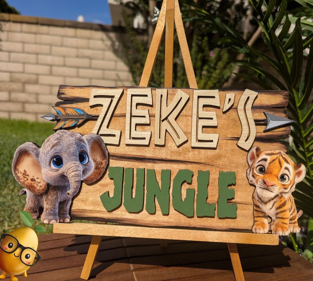 Personalized Jungle Wooden Sign: Jungle Animals Room Decor With Raised ...