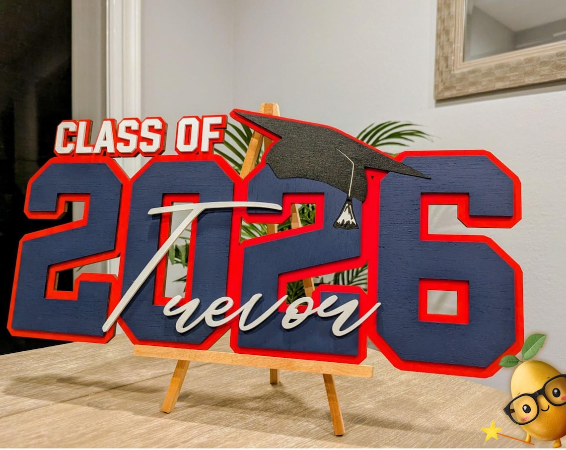 Class of 2026 Personalized Wooden Graduation Sign: Custom 3D Layered ...