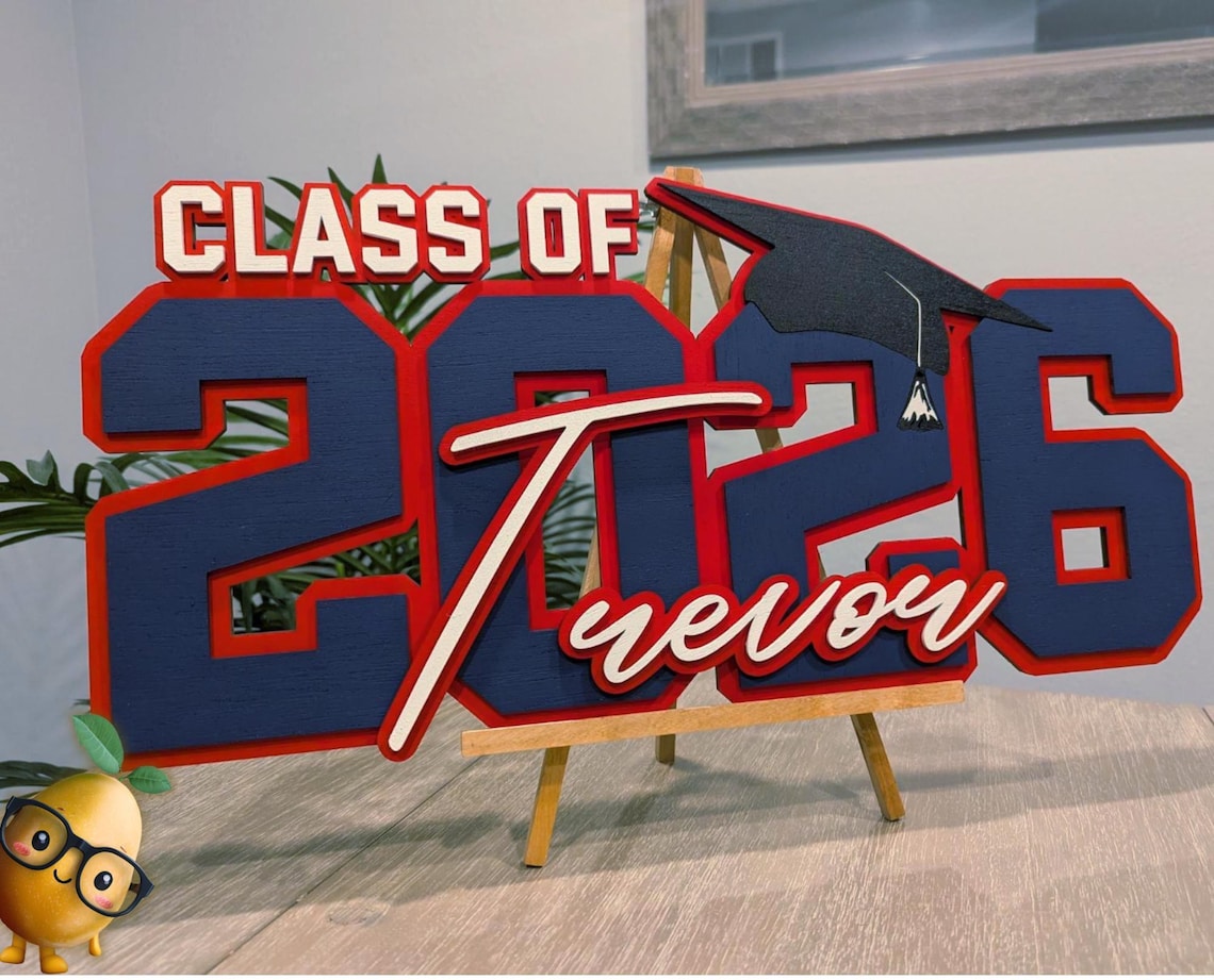 Class of 2026 Personalized Wooden Graduation Sign: Custom 3D Layered ...