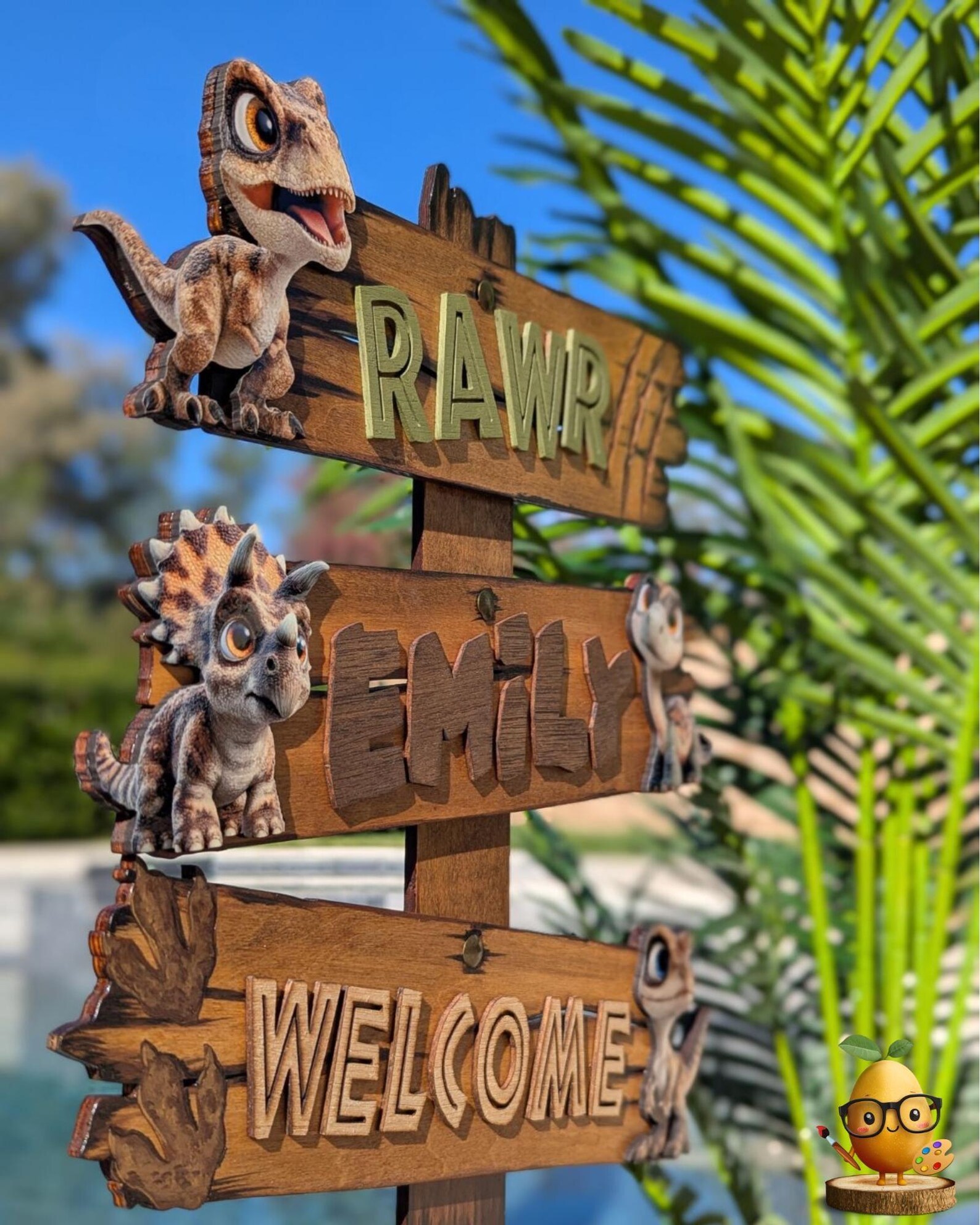 Custom Dinosaur Directional Wooden Sign | Dino Party Decor - Etsy