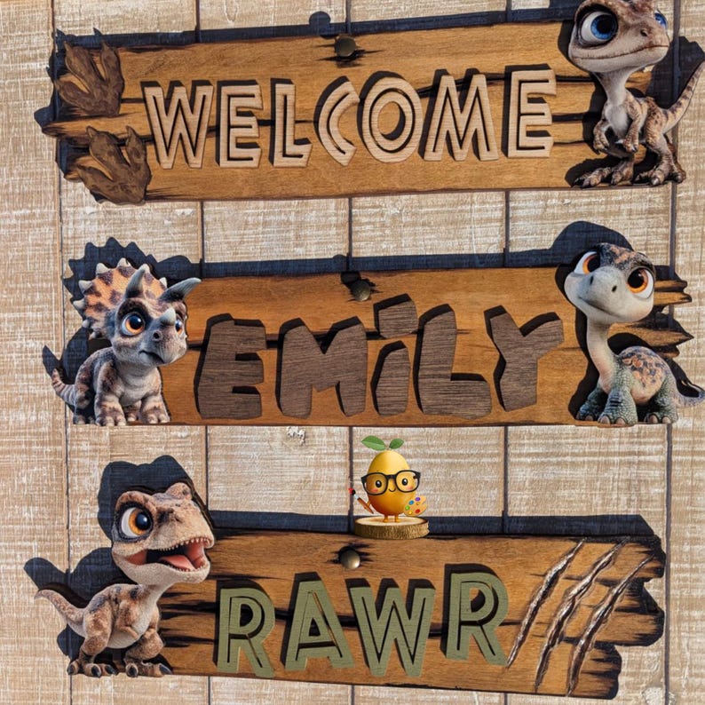 Custom Dinosaur Directional Wooden Sign | Dino Party Decor - Etsy