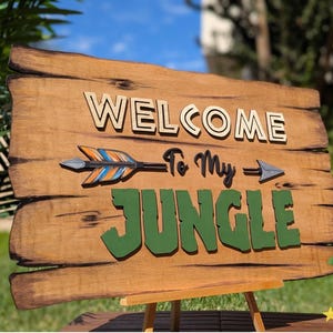 Welcome to My Jungle Wood Sign: Kids Room Decor, Hand-painted Safari ...