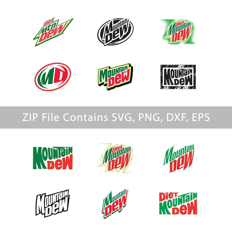 Mountain Dew Logos, Mtn Dew PNG, Drink Logos, Svg for Cricut, Mountain ...