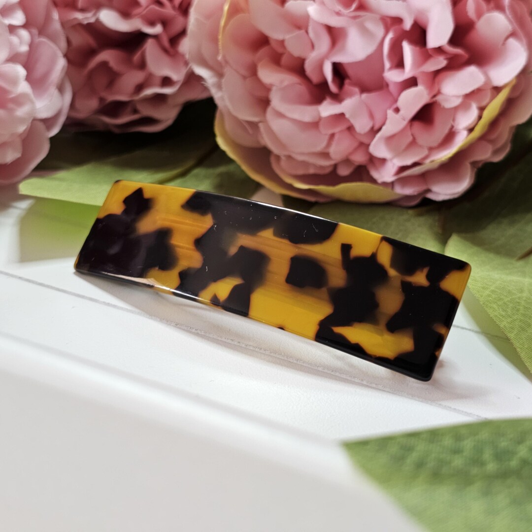 Tortoiseshell Hair Barrette | Classic Rectangle French Clip ...