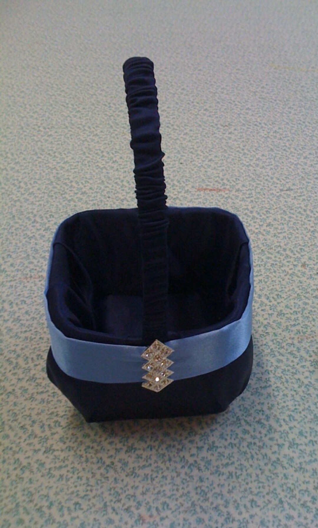 Navy Blue With Light Blue Flower Girl Basket- Reserved Listing of 2 - Etsy