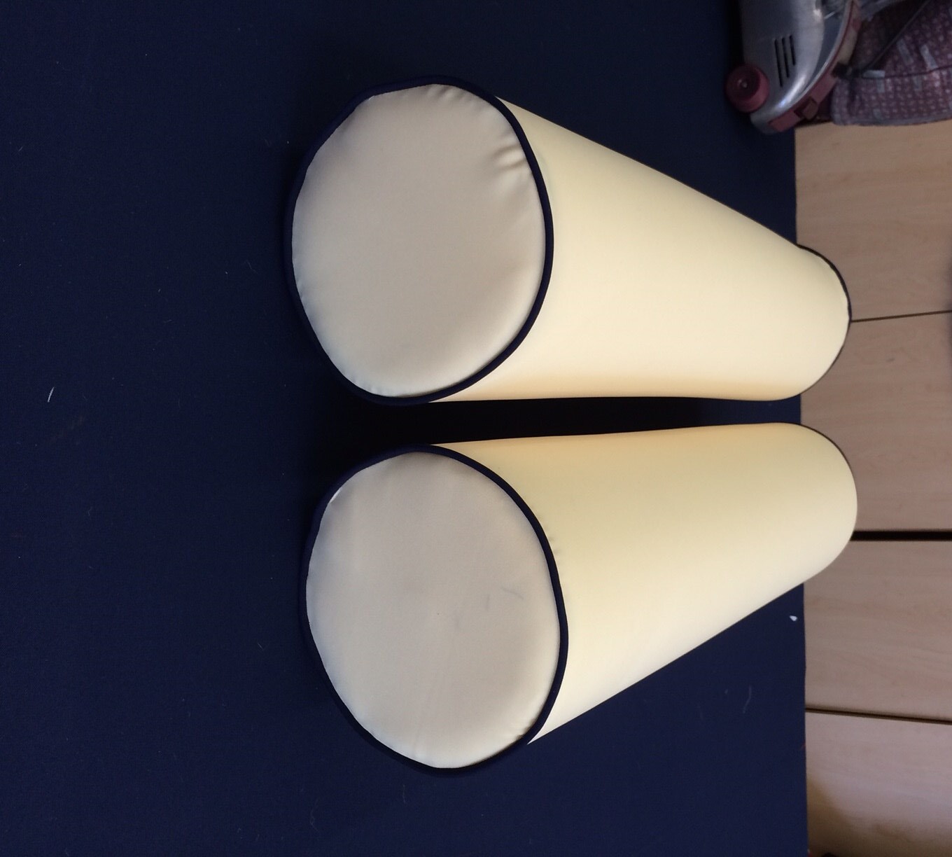 Light Yellow Bolsters With Navy Blue Accent Extra Large 8 Inches Round ...