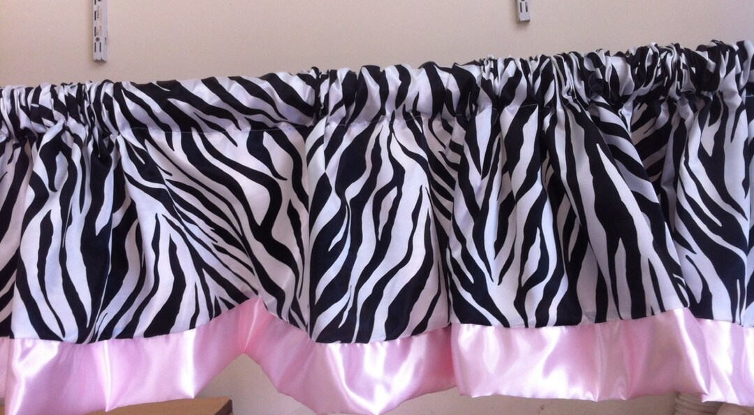 Zebra Satin Valance With Light Pink Accent - Etsy