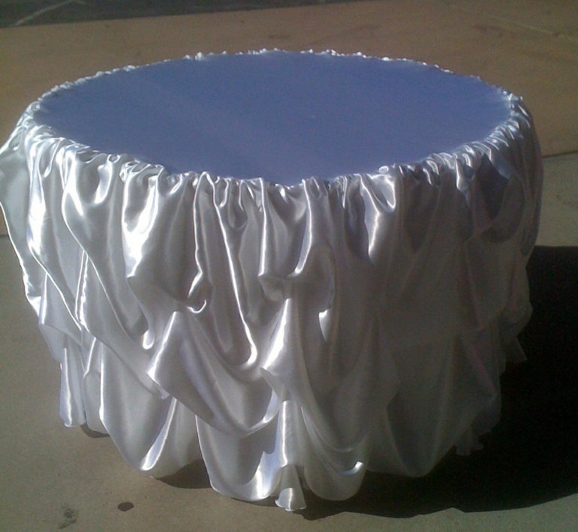 Custom Made Wedding Cake Table Tablecloth White Satin for 48 Inch Cake ...